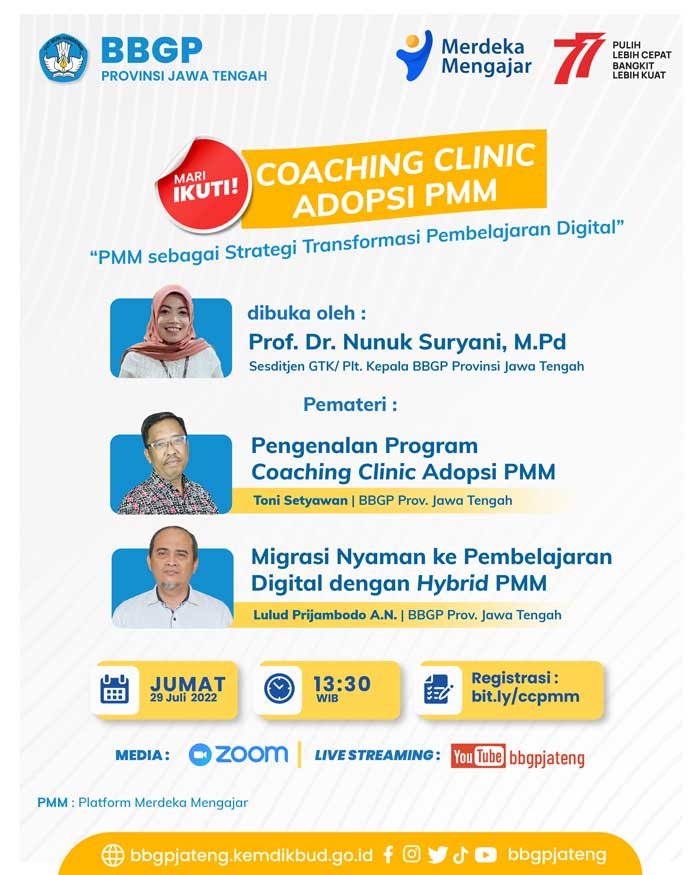 Coaching Clinic Adopsi PMM - PMM sebagai Strategi Transformasi Pembelajaran Digital - BBGTK ...